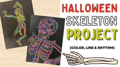 LOW PREP SKELETON HALLOWEEN ELEMENTARY ART PROJECT, ACTIVITY BOOK ...