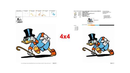Scrooge McDuck running with cane classic cartoon embroidery designs ...