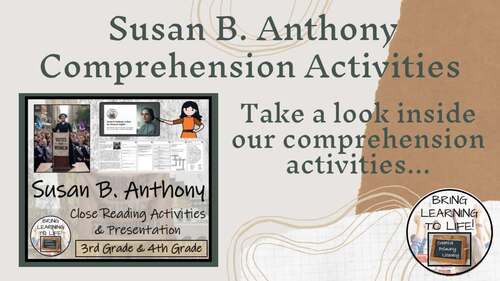 Susan B. Anthony Close Reading Comprehension Activities | 3rd Grade ...