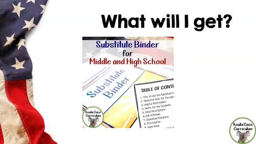 Substitute Binder for Middle and High School by Koala Case Curriculum