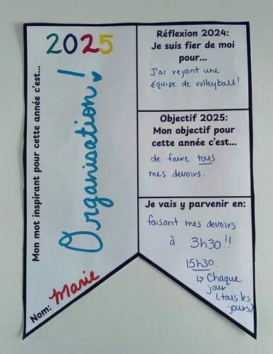 FRENCH New Year Goals and Reflections Activity Pendant les vacances