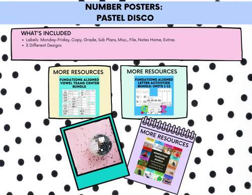 Pastel Disco Themed Rolling Cart Labels by Ms Beh in K | TPT