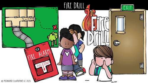 Fire Drill clip art, School Safety clip art, Fire Alarm clip art Mini