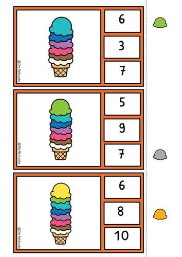 Summer - Themed Clip Cards for Number Recognition (0-10) - within 10