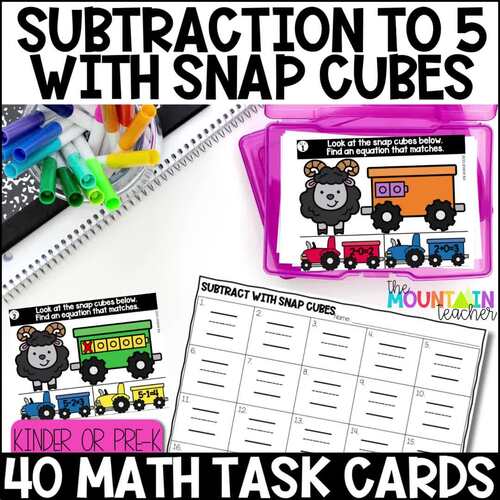 Subtraction within 5 Snap Cubes Games - Kindergarten Math Centers ...