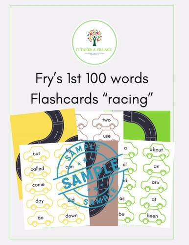 Sight words-Fry's 1st 100 words Flashcards -car outlines and sorting sheets