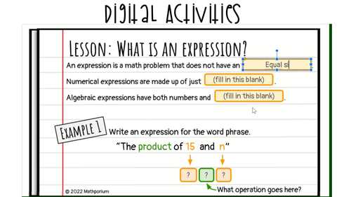 Writing Expressions Complete Lesson by Mathporium | TPT