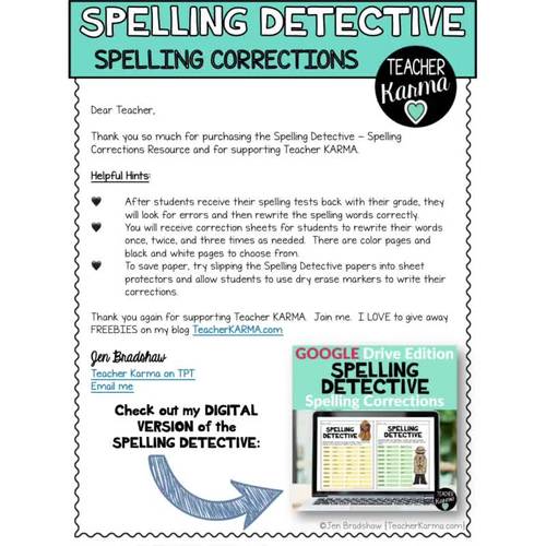 Spelling Corrections Spelling Detective Printables by Teacher Karma