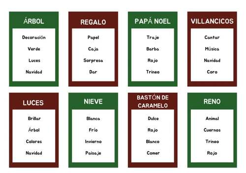 Christmas Spanish Taboo Game Juego Tabú Navidad by Pasajero Spanish