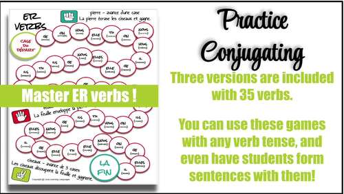 French Regular ER Verbs Conjugation Game - Rock, Paper, Scissors