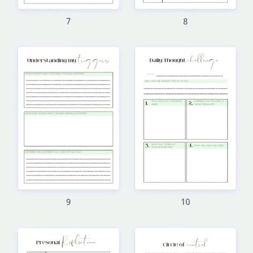 Printable Mental Health & Wellness Workbook w/ CBT Exercises & Worksheets