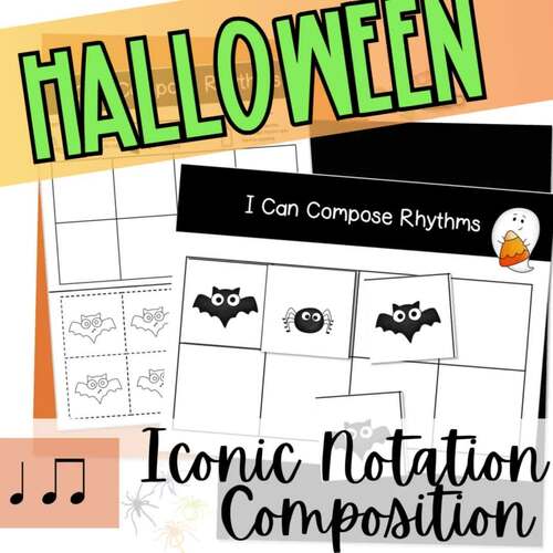 Halloween Pre Rhythm Iconic Notation Cards & Composition Activity Bundle 2