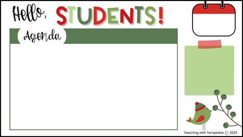 Hello, Students-Daily Agenda-Google Slides-Christmas-December-Morning ...