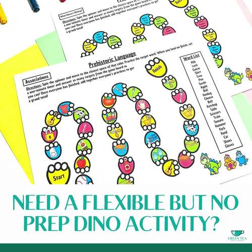 Dinosaur Language Board Game - No Prep Speech Therapy Game + DIGITAL!