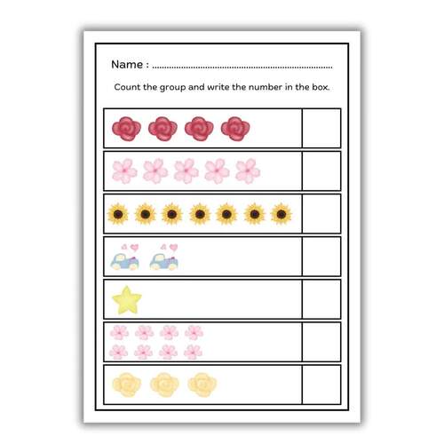 count the objects and write the number in the box. by keijureestory