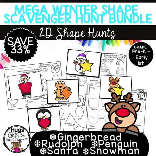 Winter Shapes Scavenger Hunt Mega Bundle | PreK–1 Activities | TPT