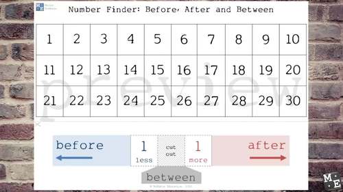 COUNTING TO 30 Before After and Between Printable Number Tool | TPT