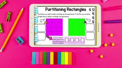 Partition Rectangles Rows Columns - 2nd Grade Math Digital Mini Lesson ...