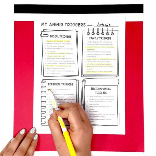 Identifying Triggers Anger Management Worksheets and Strategies to Calm ...