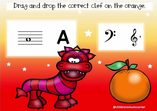 Lunar New Year Note Reading Treble & Bass clef Digital Task Cards on ...