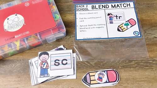 Back to School Blend Match | Phonics Activity by Fun Hands-on Learning