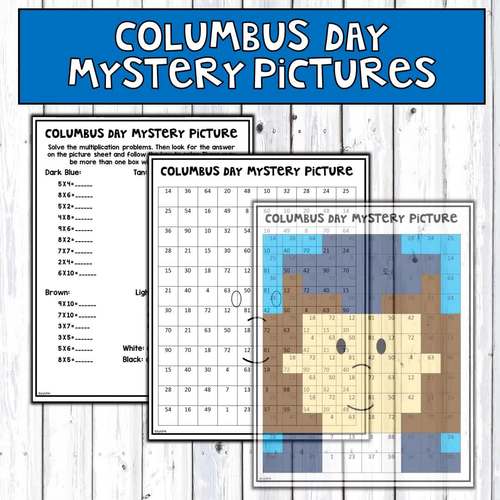 Columbus Day Math Mystery Picture | Multiplication Color By Number