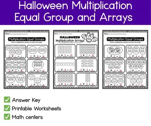 Halloween Multiplication Arrays |Halloween Multiplication Equal Groups ...