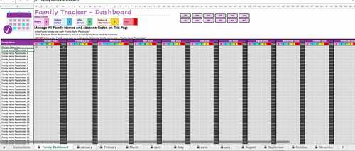 Family Attendance Tracker - Track up to 100 Families by Admin 4 You