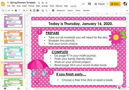 Editable Morning Work Presentation Google Slides PPT Templates | Spring ...