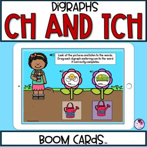 CH TCH | Consonant Digraphs | Phonics BOOM Cards™ by The Chocolate Teacher