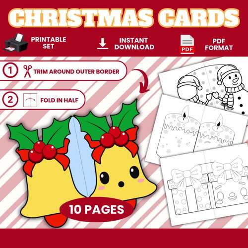 Christmas Coloring Cards | Christmas Card Coloring | Christmas Activities