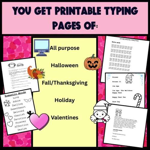 No Prep Typing/keyboarding Activity worksheet pages elementary/middle ...