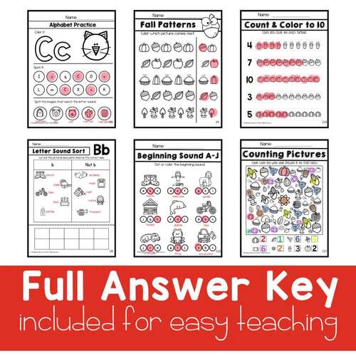 Kindergarten No Prep Worksheets September Fall Kindergarten Early Finishers