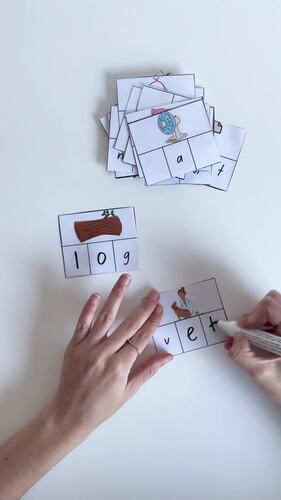 CVC segmenting spell the word cards-decodable cvc worksheet & literacy ...