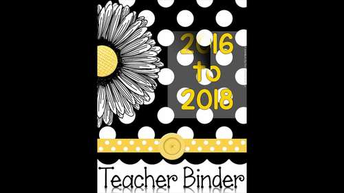 Editable Teacher Planner - One Page Calendar Black & White Polka Dot