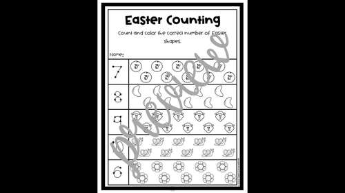 Easter NO PREP Counting Sets Count and Color Worksheets 6-10 | TPT