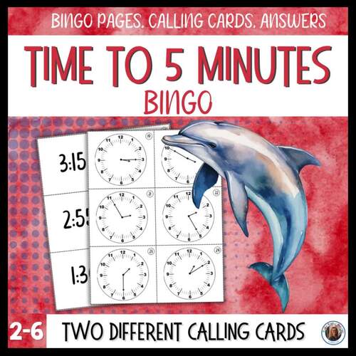 Telling Time to 5 Minutes BINGO Game | Find the Time | Find the Clock