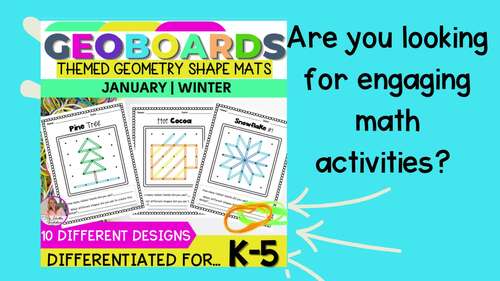 January Geoboards | Winter Themed | Practice Geometry & Fine Motor Skills
