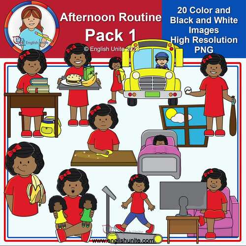 Afternoon Routine Sequence Clip Art Bundle – 80 PNG Images | TPT