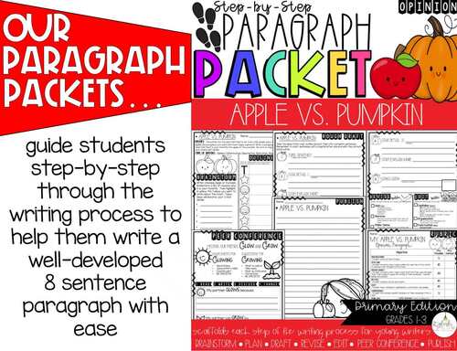 Apple vs. Pumpkin | Step by Step Paragraph Packet | Opinion Writing