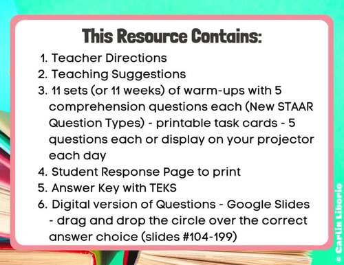5th Gr.-Reading Comprehension- 11 Warm-Ups- All Genres -STAAR New ...