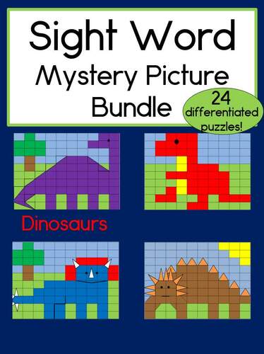 Color by Code Sight Word Mystery Picture Ocean Dinos Rainforest ...