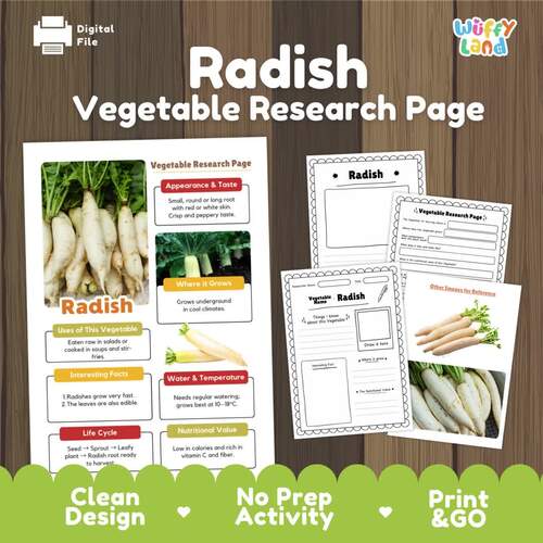 Radish Vegetable Research Project | Plant Science Activity | Healthy Eating