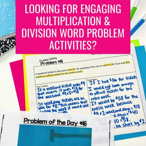 Two Step Math Story Problems Journal: Multiplication & Division Word ...