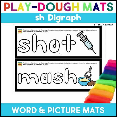 sh Digraph Play Dough Mats – Words and Pictures Phonics Activity