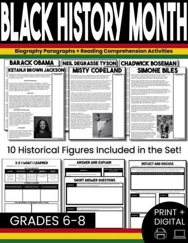 BLACK HISTORY MONTH: Biographies and Reading Comprehension Activities ...