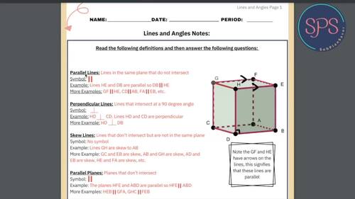 Sub Plan-Introduction to Parallel, Perpendicular lines, Special Angles ...