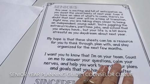 Senior Year Planning Guide by Counselor Clique | TPT