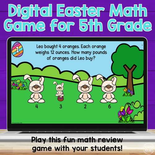 5th Grade Easter Digital Math Game Converting Measurements Activity