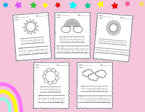 Printable Days of the Week Worksheets, Tracing and Coloring Activity ...